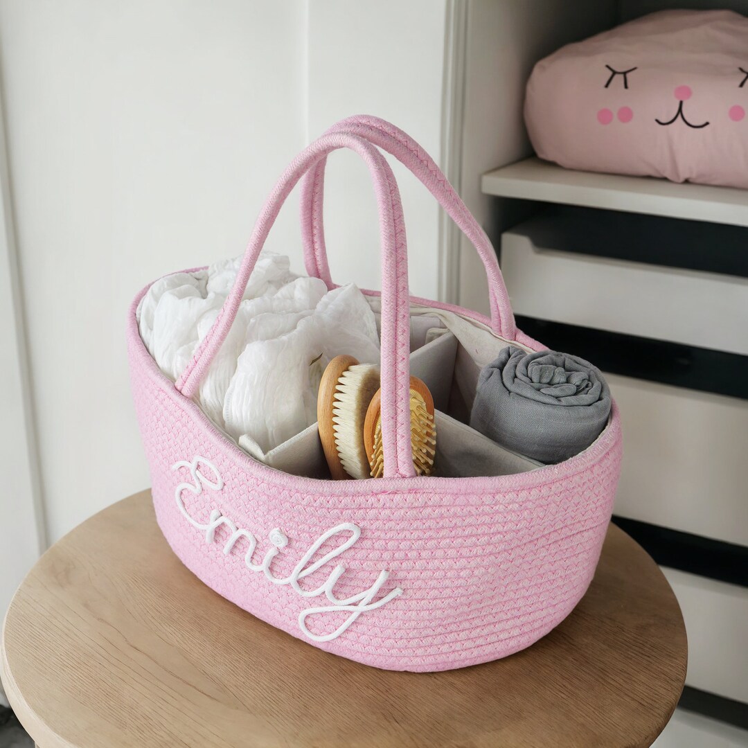 Personalized Baby Diaper Caddy With Divider Custom Baby Diaper ...