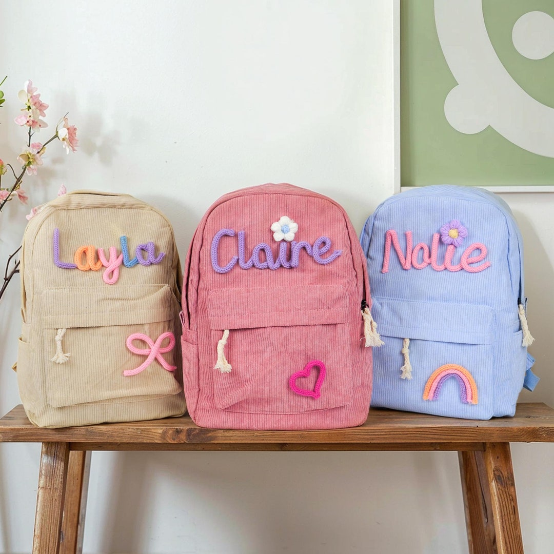 Custom Kids Backpack With Name,personalized Hand Embroidered Toddler ...