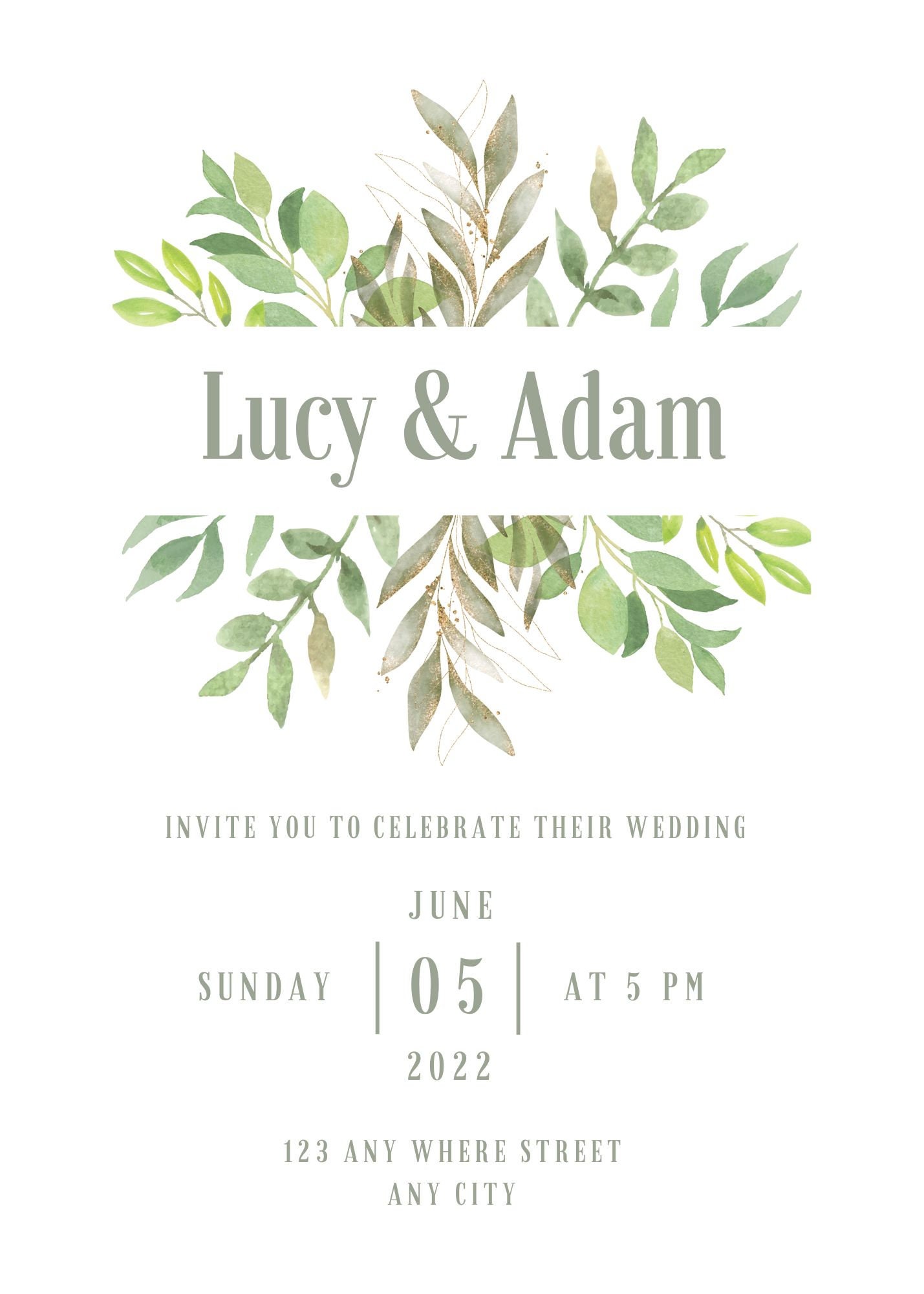 Instant Download - Watercolor Vine Wedding Invitation Customizable ...