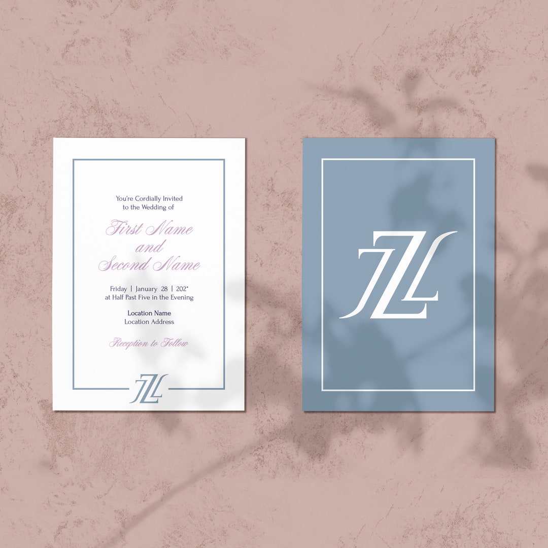 Simple Border Wedding Invitation WITH Custom Wedding Logo Customizable ...