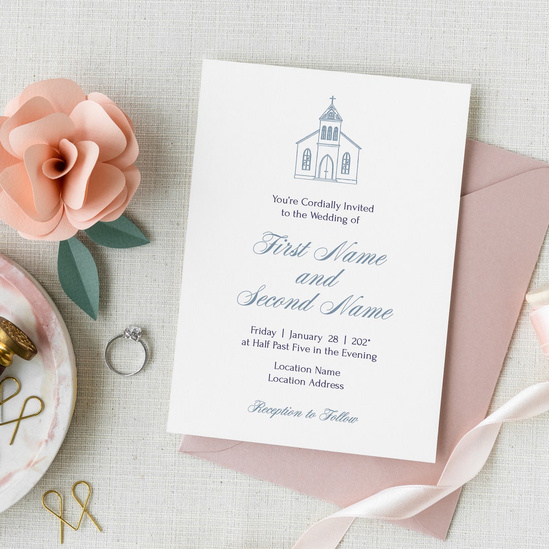 Instant Download - Elegant Venue Sketch Wedding Invitation Customizable ...