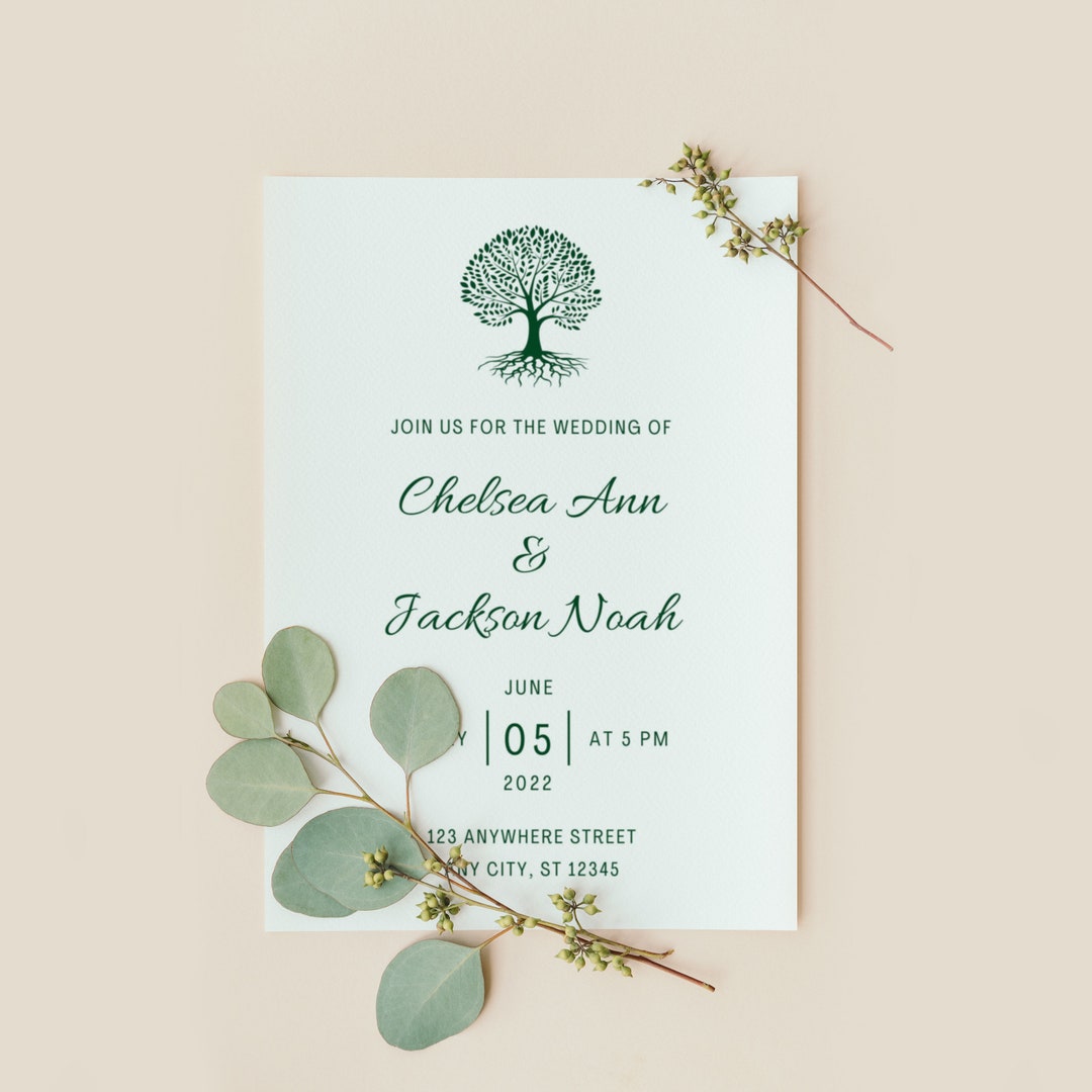 Tree of Life Forest Wedding Invitation Customizable Printable Canva ...