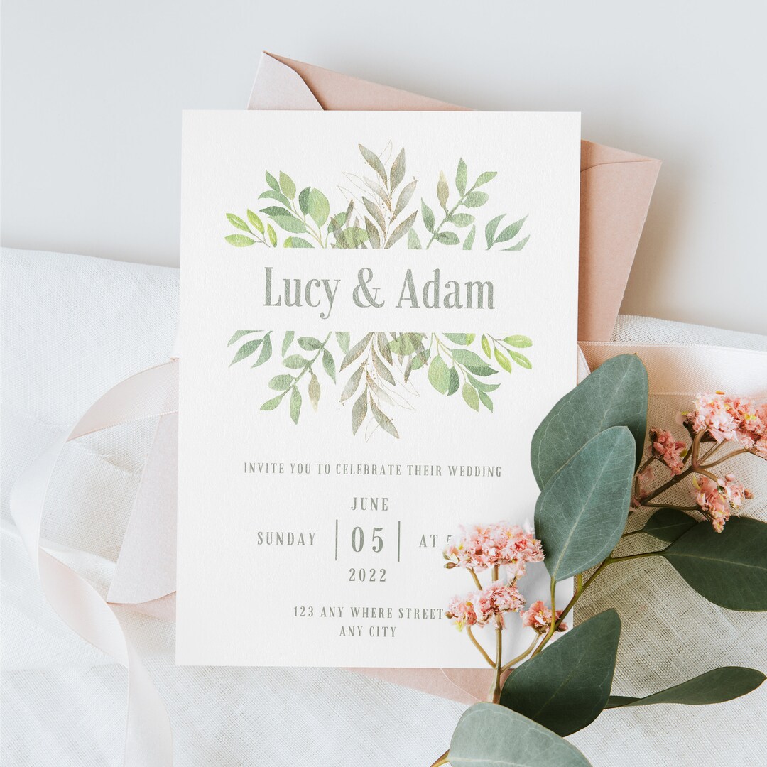 Instant Download - Watercolor Vine Wedding Invitation Customizable ...
