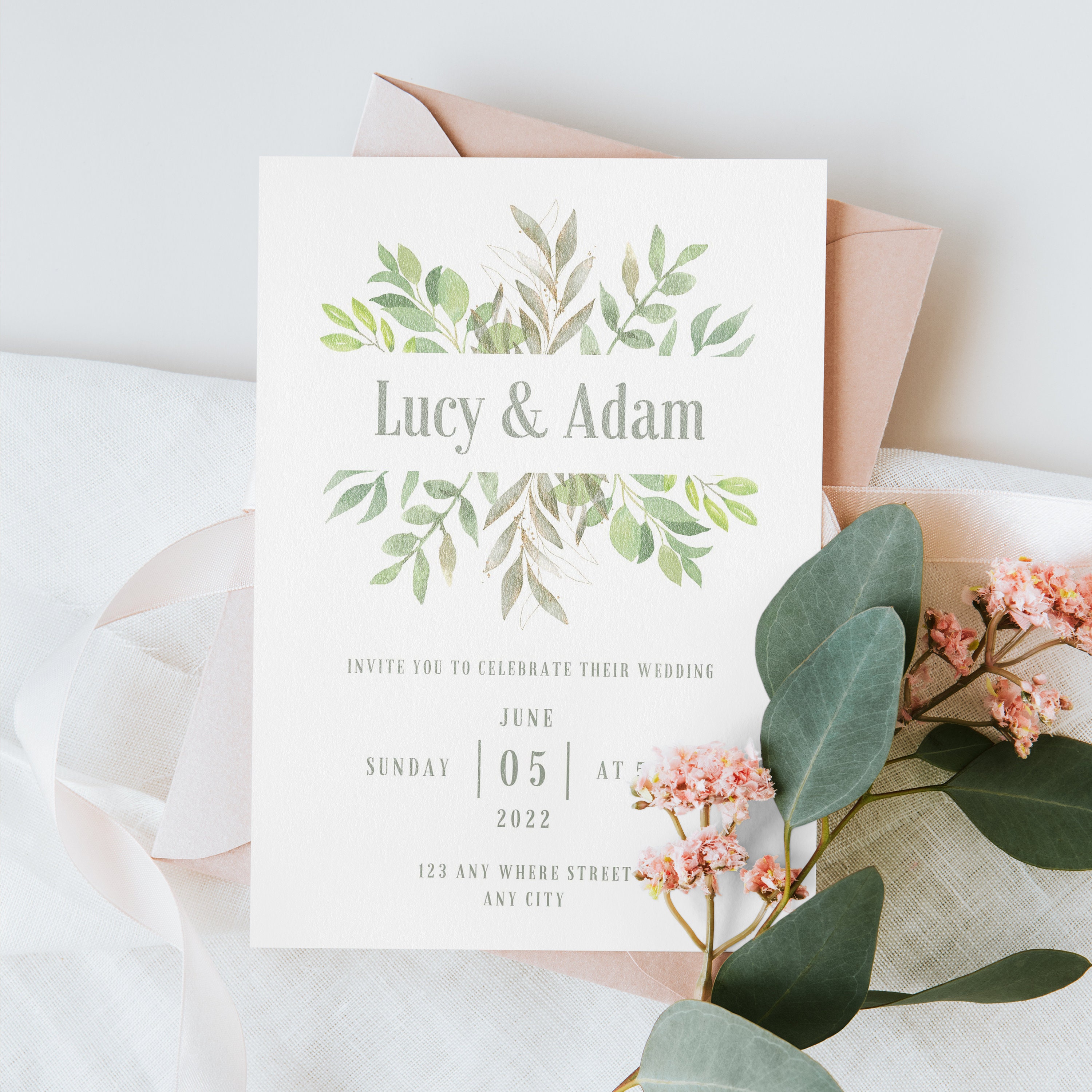 Instant Download - Watercolor Vine Wedding Invitation Customizable ...