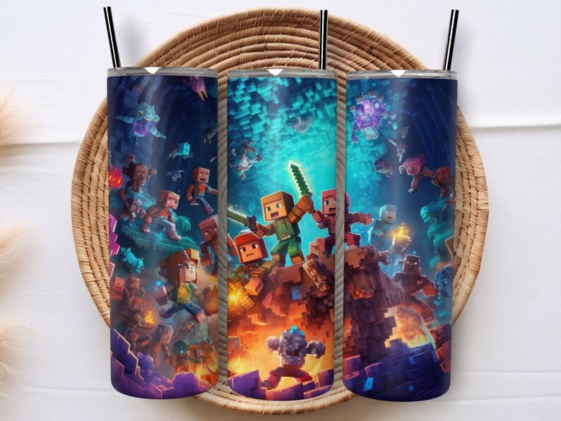 Minecraft Tumbler Wrap Pixel Video Game Sublimation Design 20oz Skinny ...