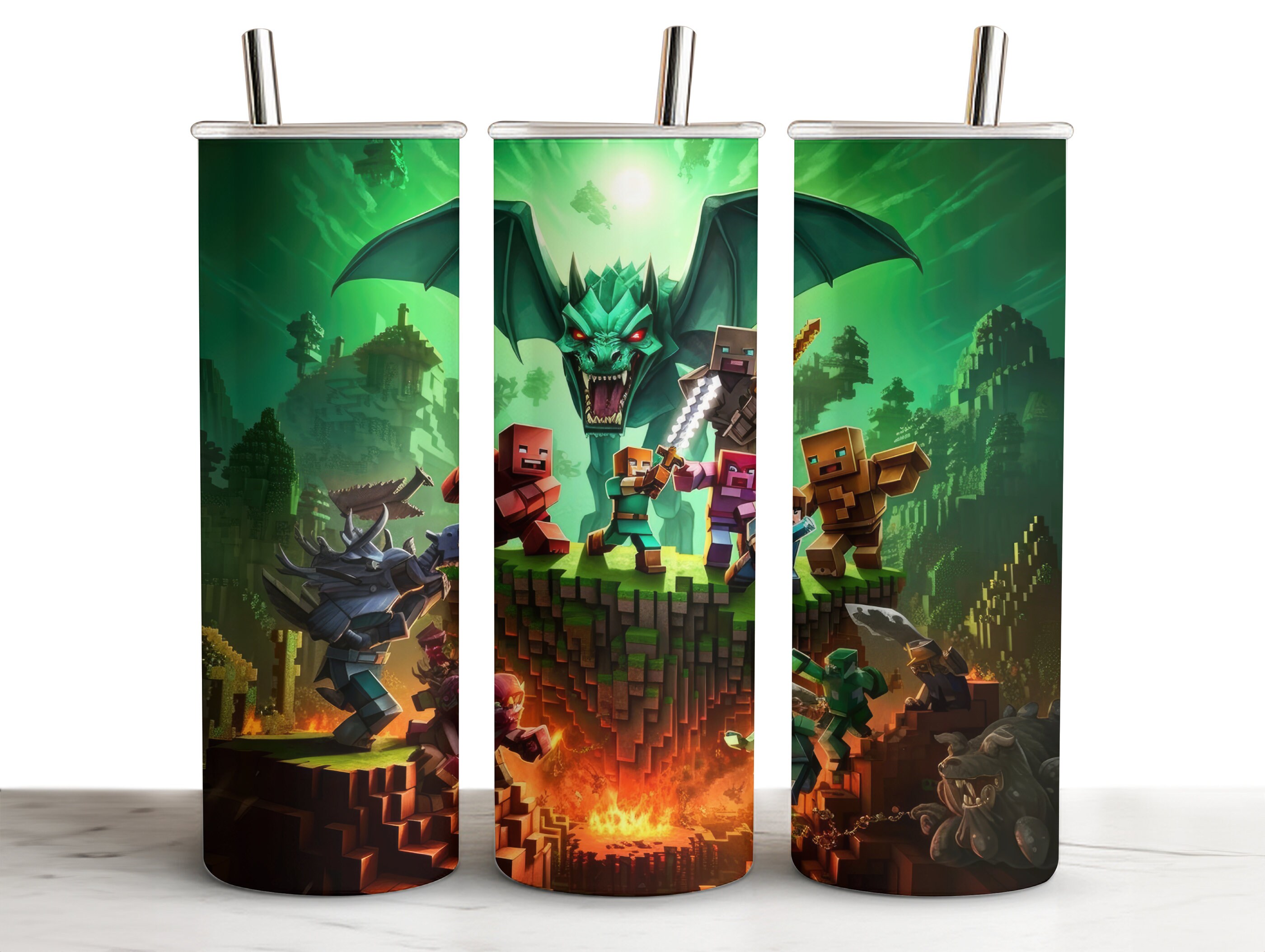 Minecraft Tumbler Wrap Pixel Video Game Sublimation Design 20oz Skinny ...