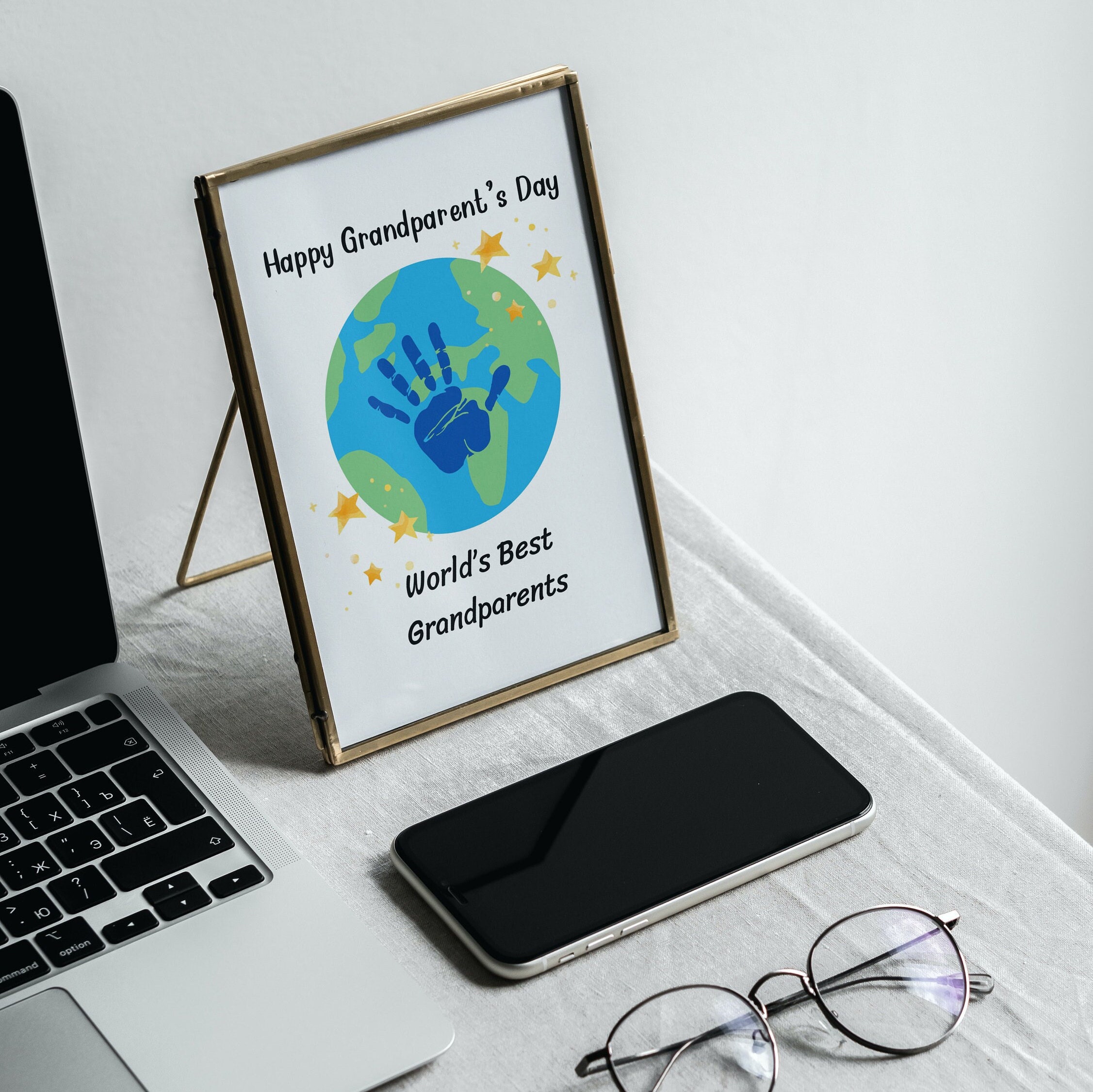 Printable Grandparent's Day Handprint, World's Best Grandparents, Gift ...