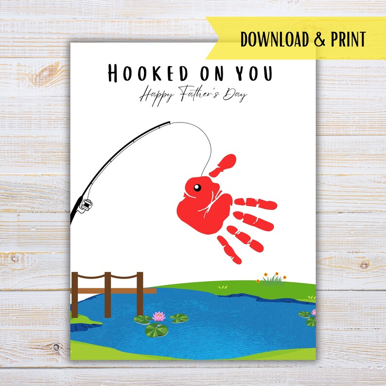 Fathers Day Handprint Activity, Printable Fathers Day Craft, Hooked on ...