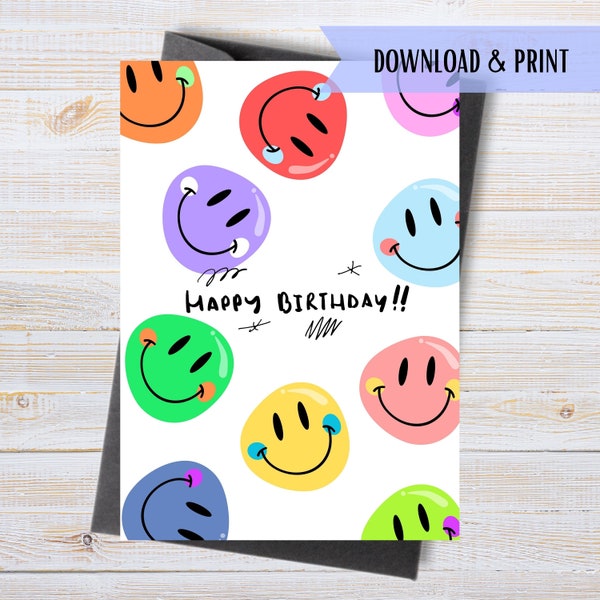 Smiley Face Card - Etsy