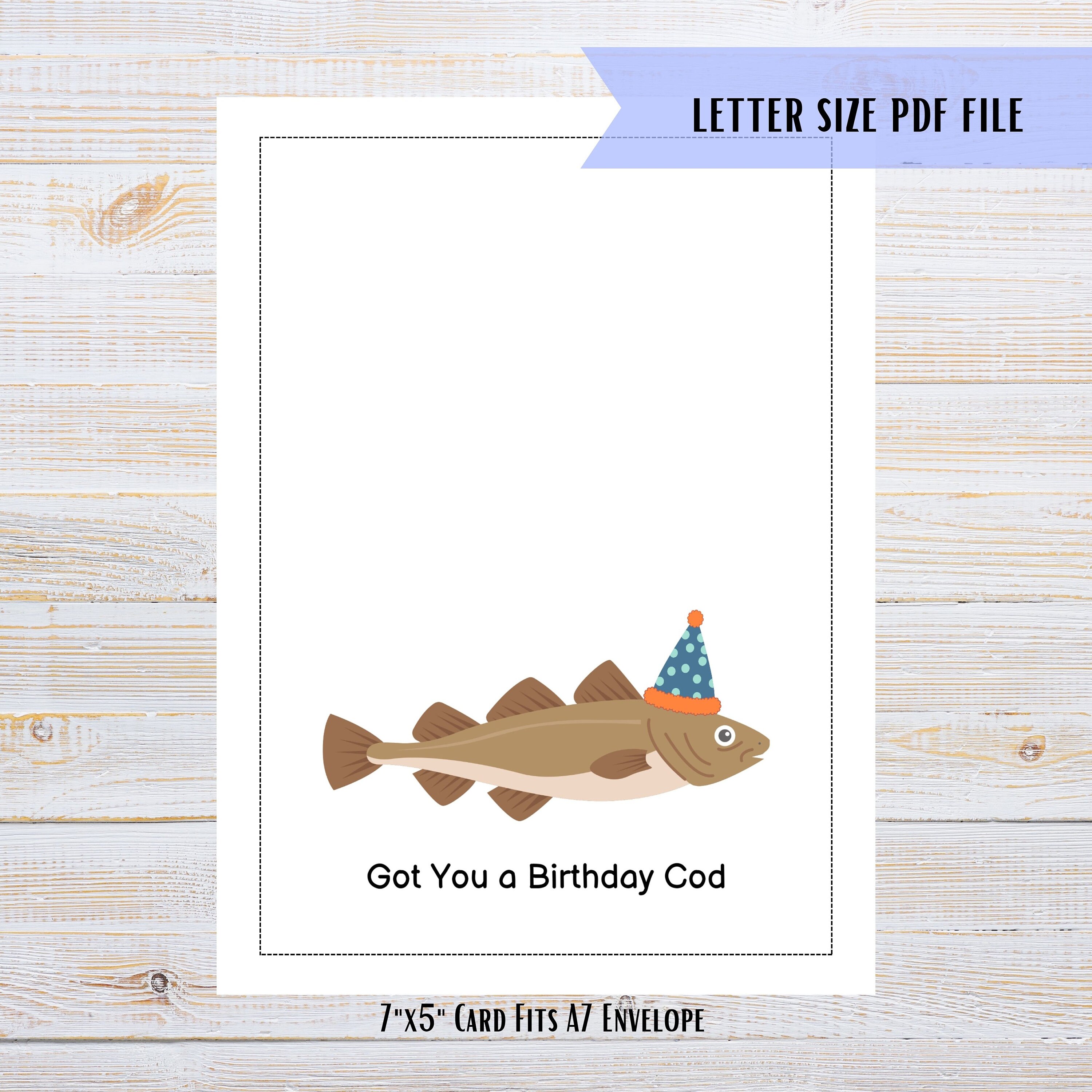 Printable Funny Birthday Card, Got You a Birthday Cod, Fisherman's ...
