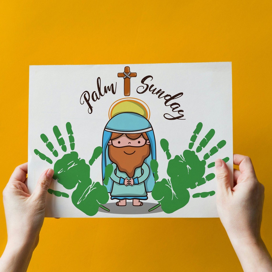 Palm Sunday Handprint Craft, Printable Palm Sunday Activity, Easter ...