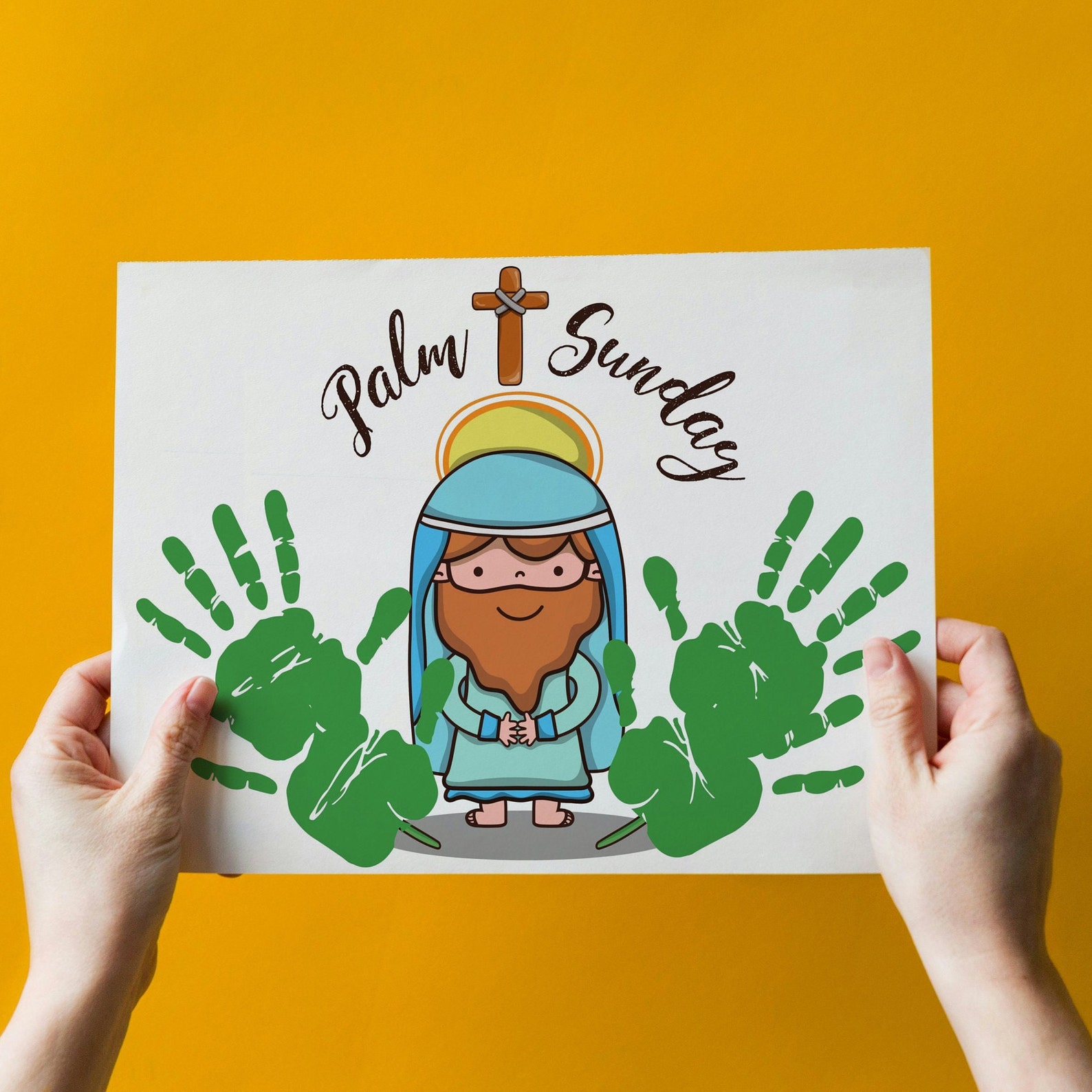 Palm Sunday Handprint Craft, Printable Palm Sunday Activity, Easter ...
