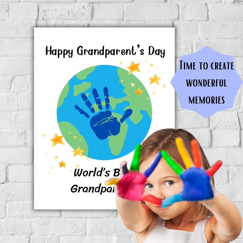 Printable Grandparent's Day Handprint, World's Best Grandparents, Gift ...