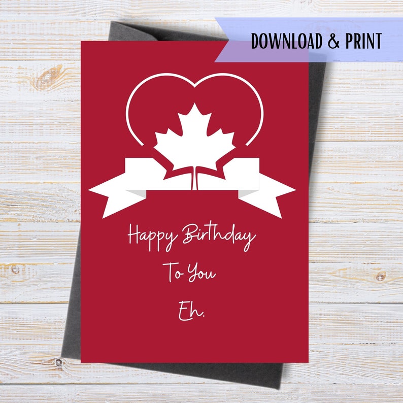 Canada Happy Birthday Card, Red Maple Leaf, Printable July 1, Canada ...