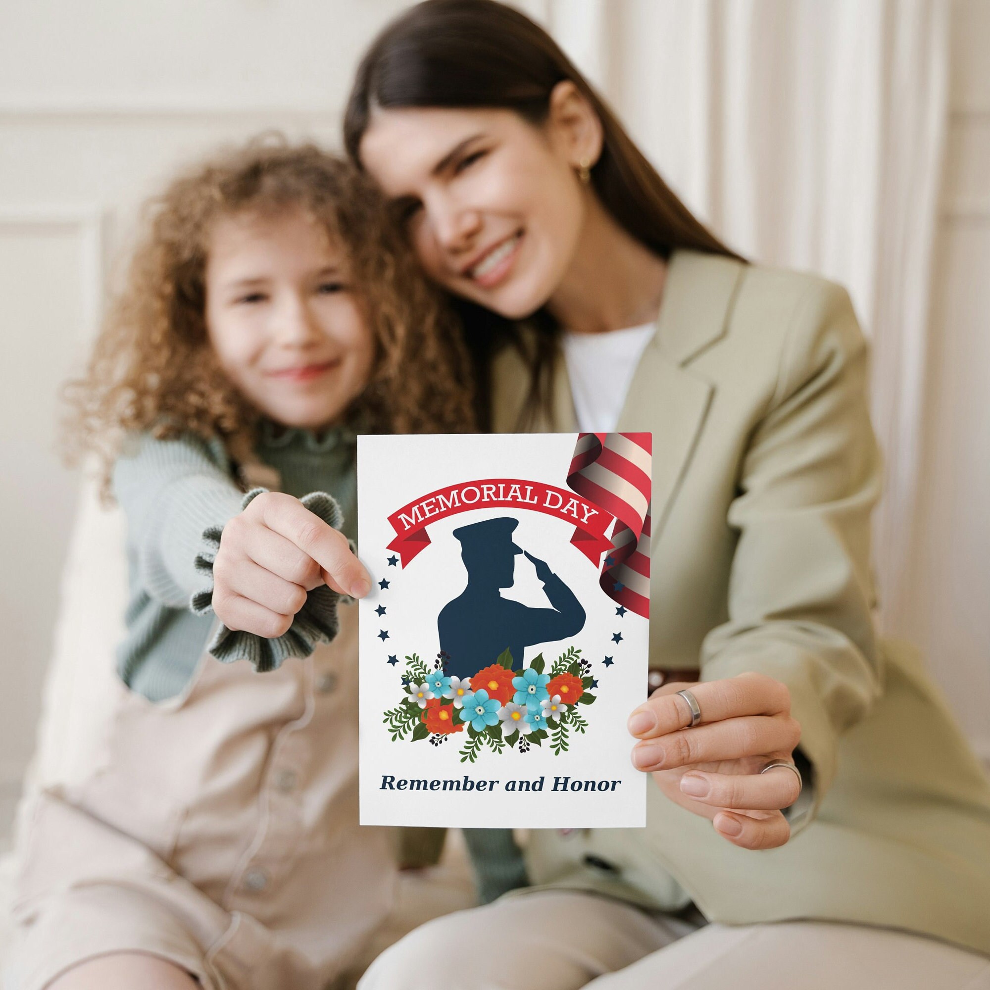 Memorial Day Card Printable, Remember and Honor Card, Patriotic Thank ...