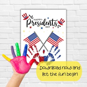 President's Day Handprint Craft, USA Presidents Day Art, American ...