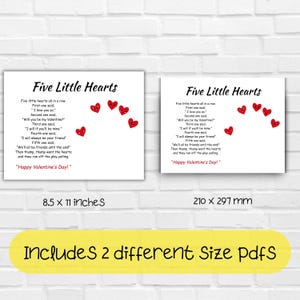 Valentine's Day Handprint Art, Five Little Hearts Poem, Preschool ...
