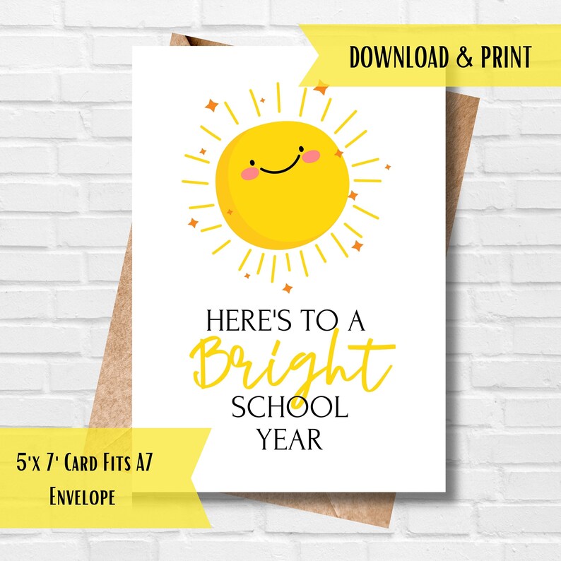 Bright School Year Card, Printable Back to School Card, New School Year ...