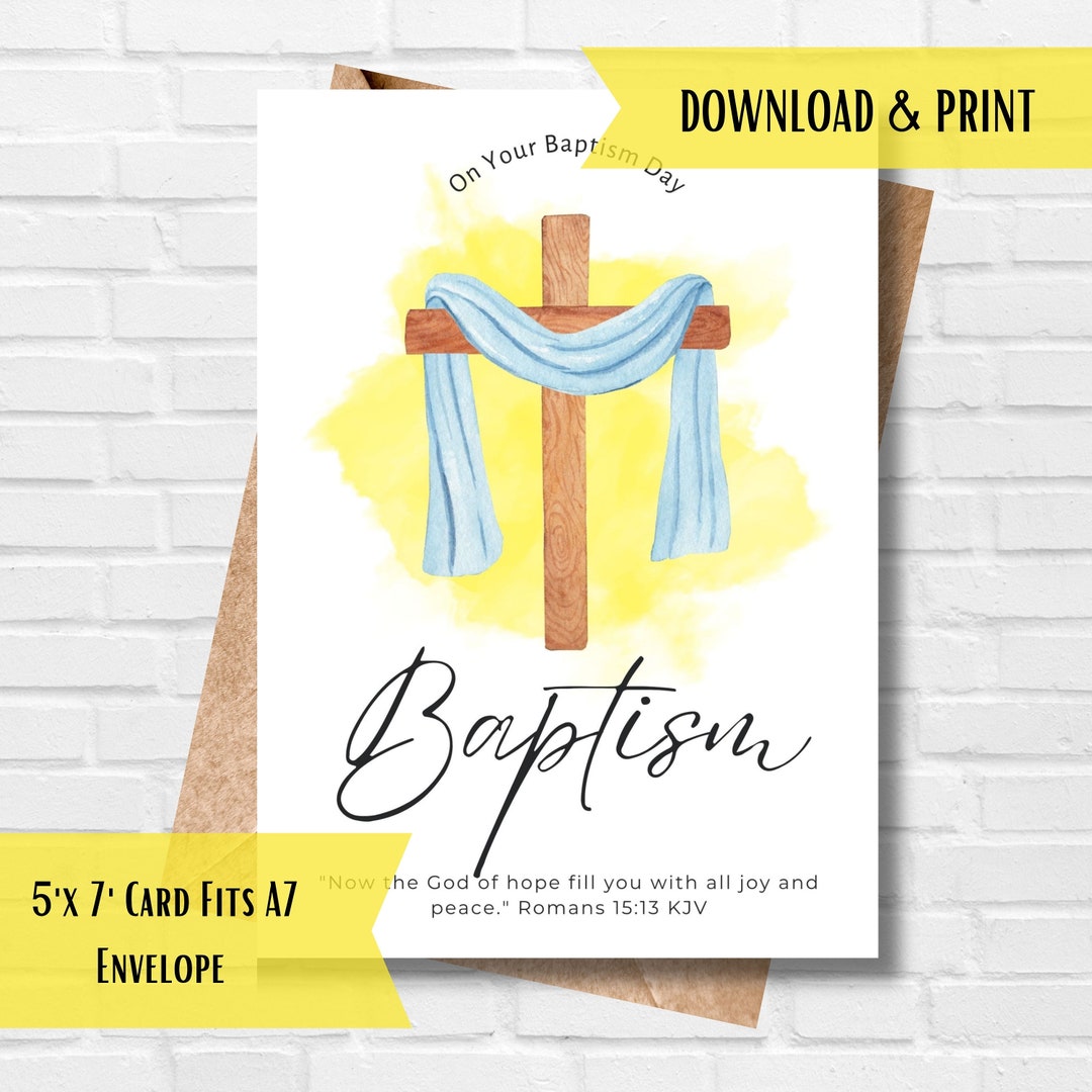 Printable Baptism Card Boy or Girl, on Your Baptism Day, Christian KJV ...