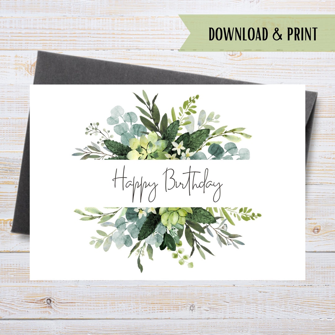 Flowers Printable Birthday Card Watercolor Floral Birthday - Etsy