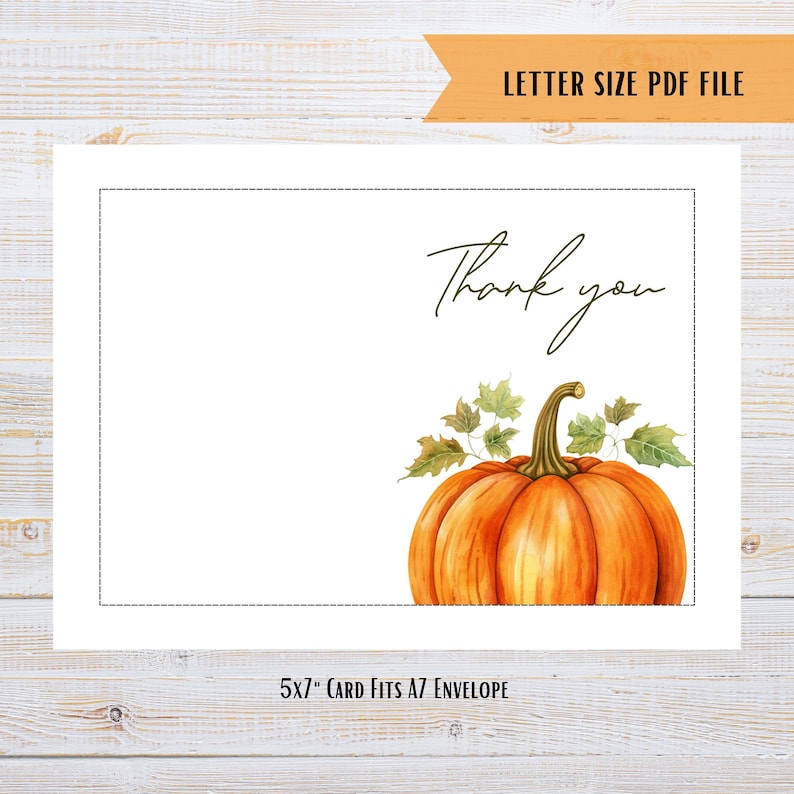 Printable Pumpkin Thank You Card, Happy Thanksgiving Gift ...