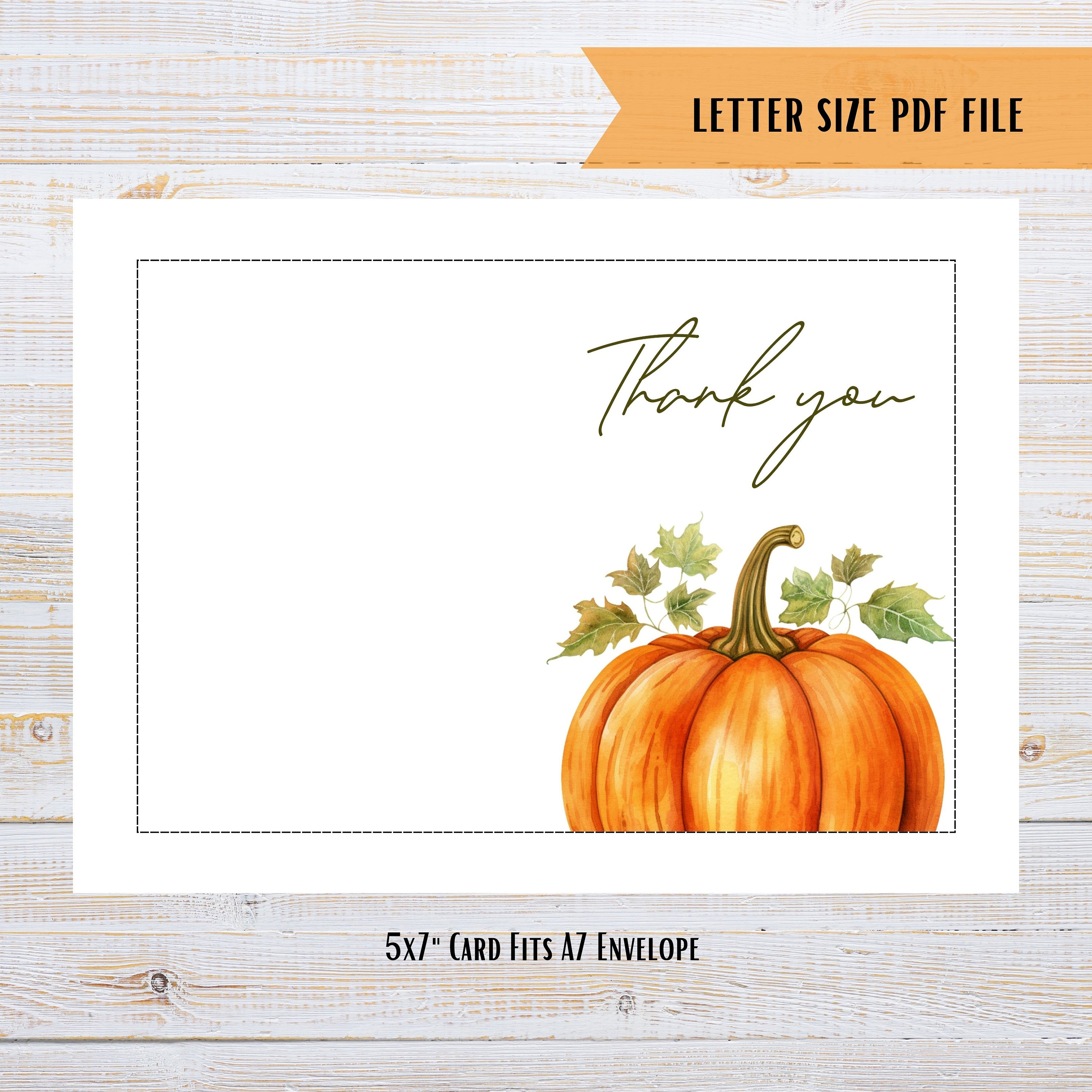 Printable Pumpkin Thank You Card, Happy Thanksgiving Gift ...
