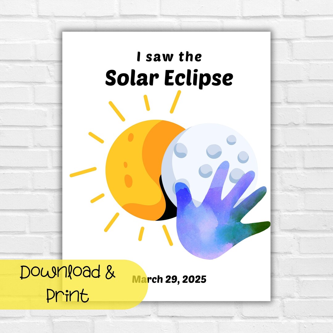 Solar Eclipse 2025 Handprint Art, March 29 2025 Eclipse, Total Eclipse ...