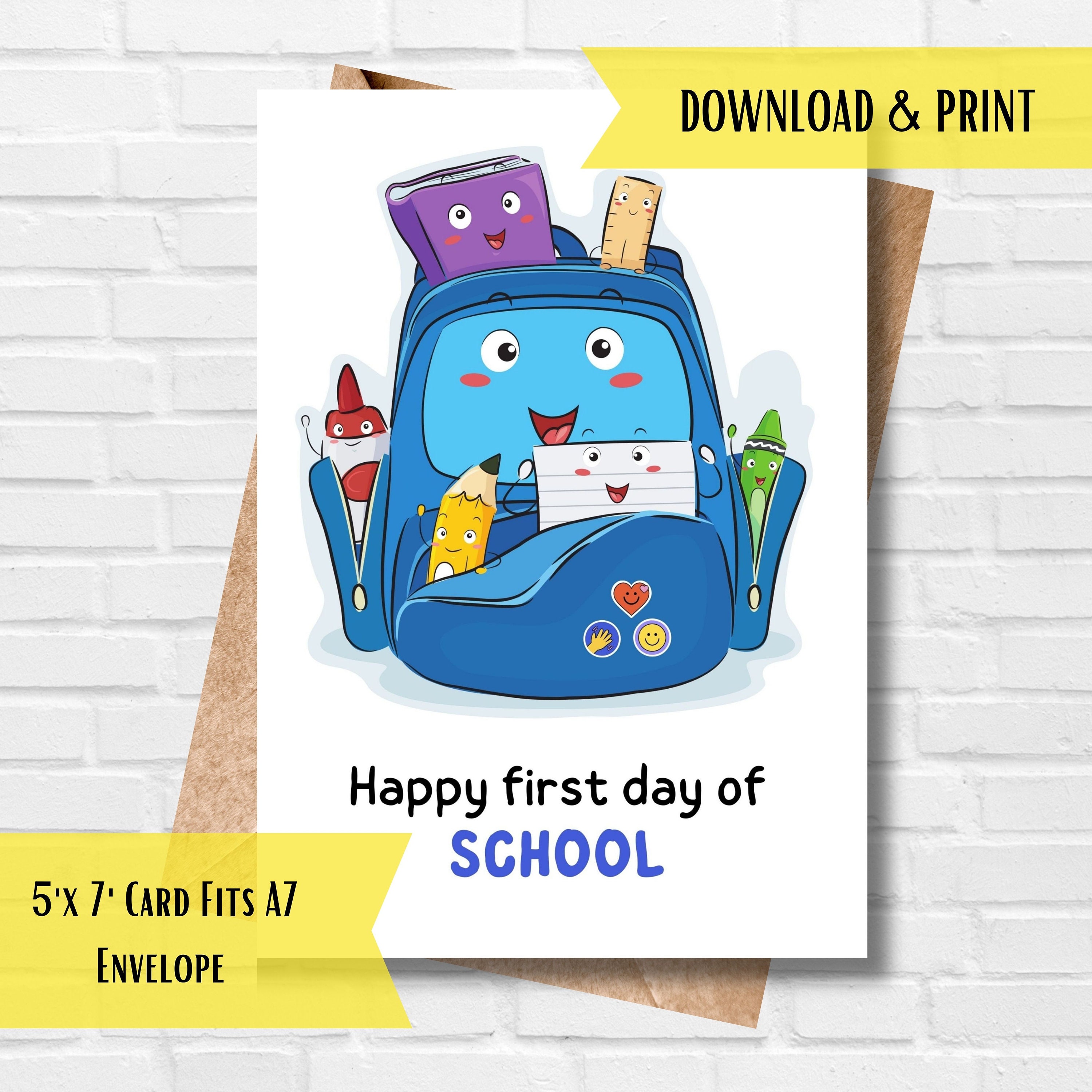 Happy First Day of School Card, Printable Back to School Card, Student ...