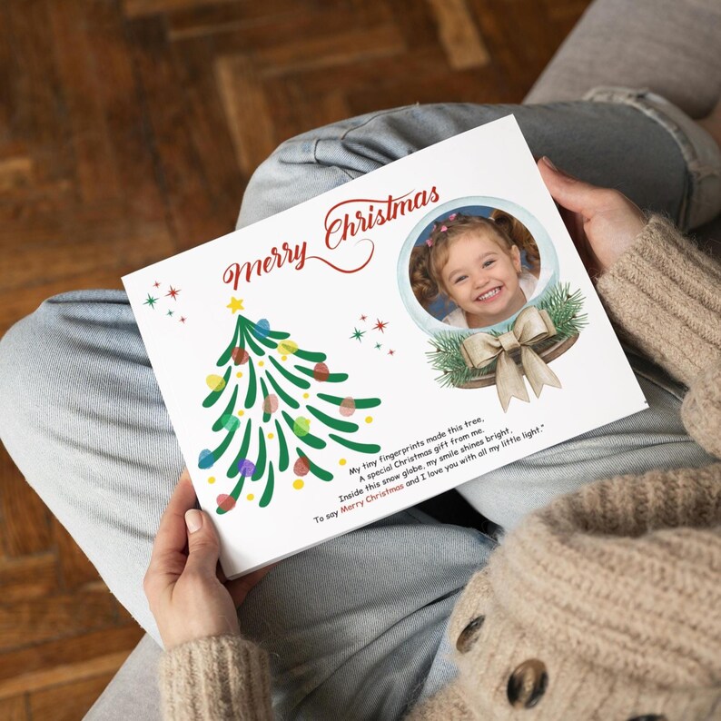 Christmas Tree Fingerprint Craft, Snowglobe Photo Keepsake, DIY Merry ...