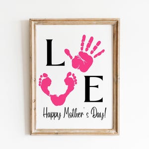 Mother's Day Handprint Art, Mommy Love Footprint Craft, Keepsake Gift ...