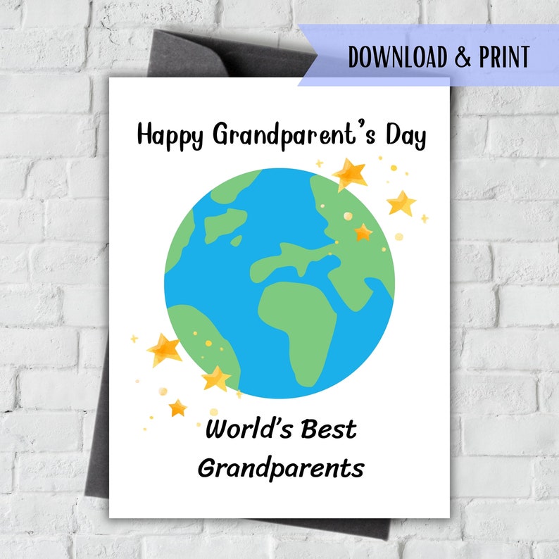 Printable Grandparent's Day Handprint, World's Best Grandparents, Gift ...
