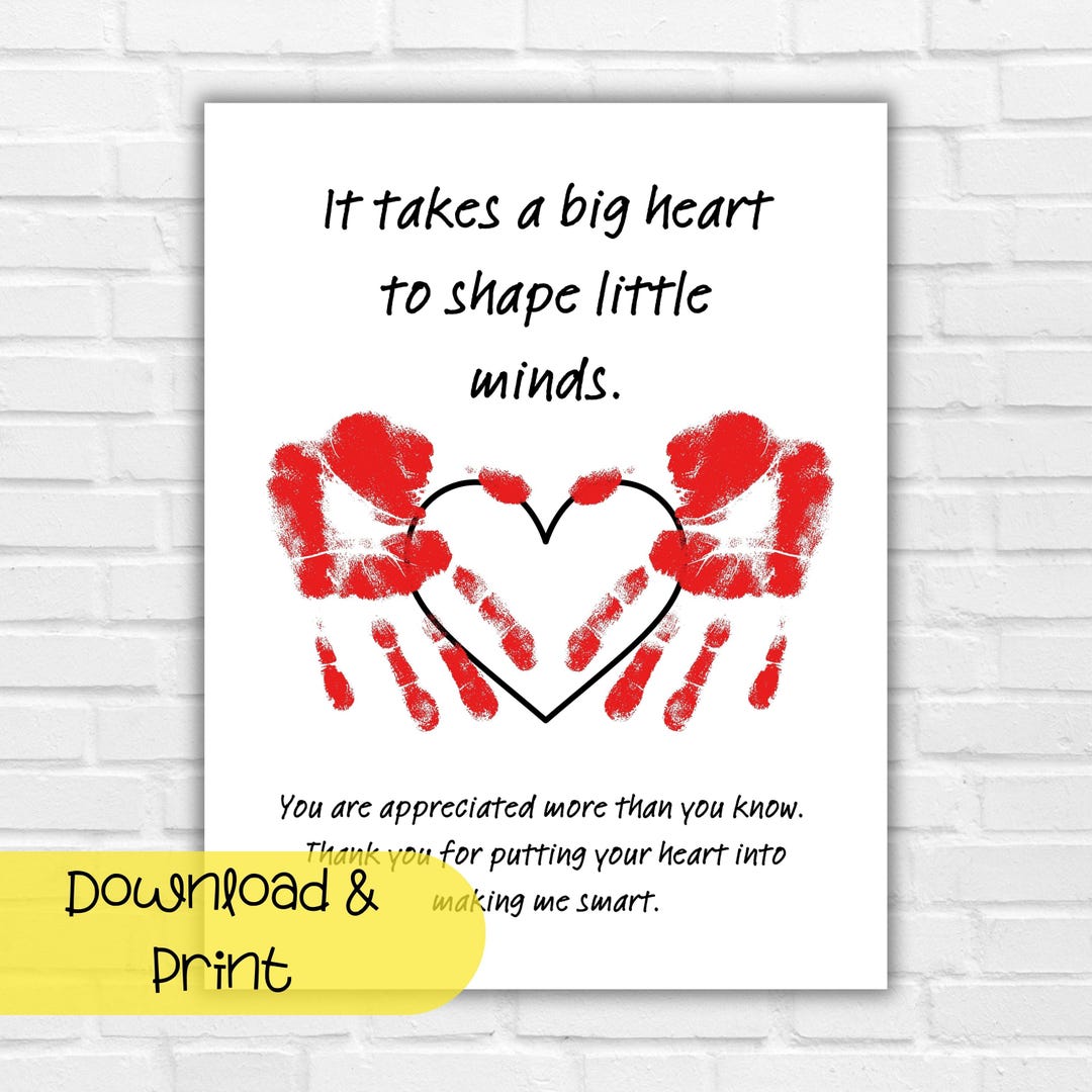 Thank You Teacher Handprint Craft, End of School Year Gift, It Takes a ...