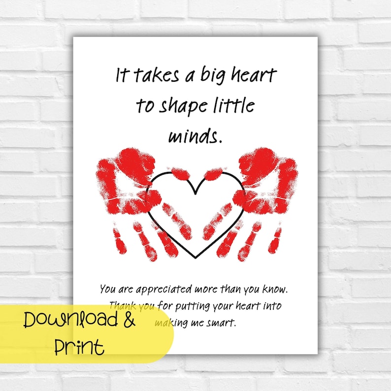 Thank You Teacher Handprint Craft, End of School Year Gift, It Takes a ...