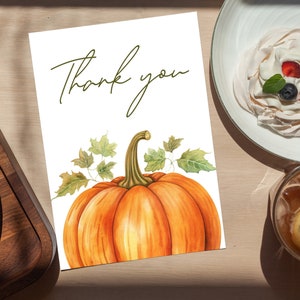 Printable Pumpkin Thank You Card, Happy Thanksgiving Gift ...