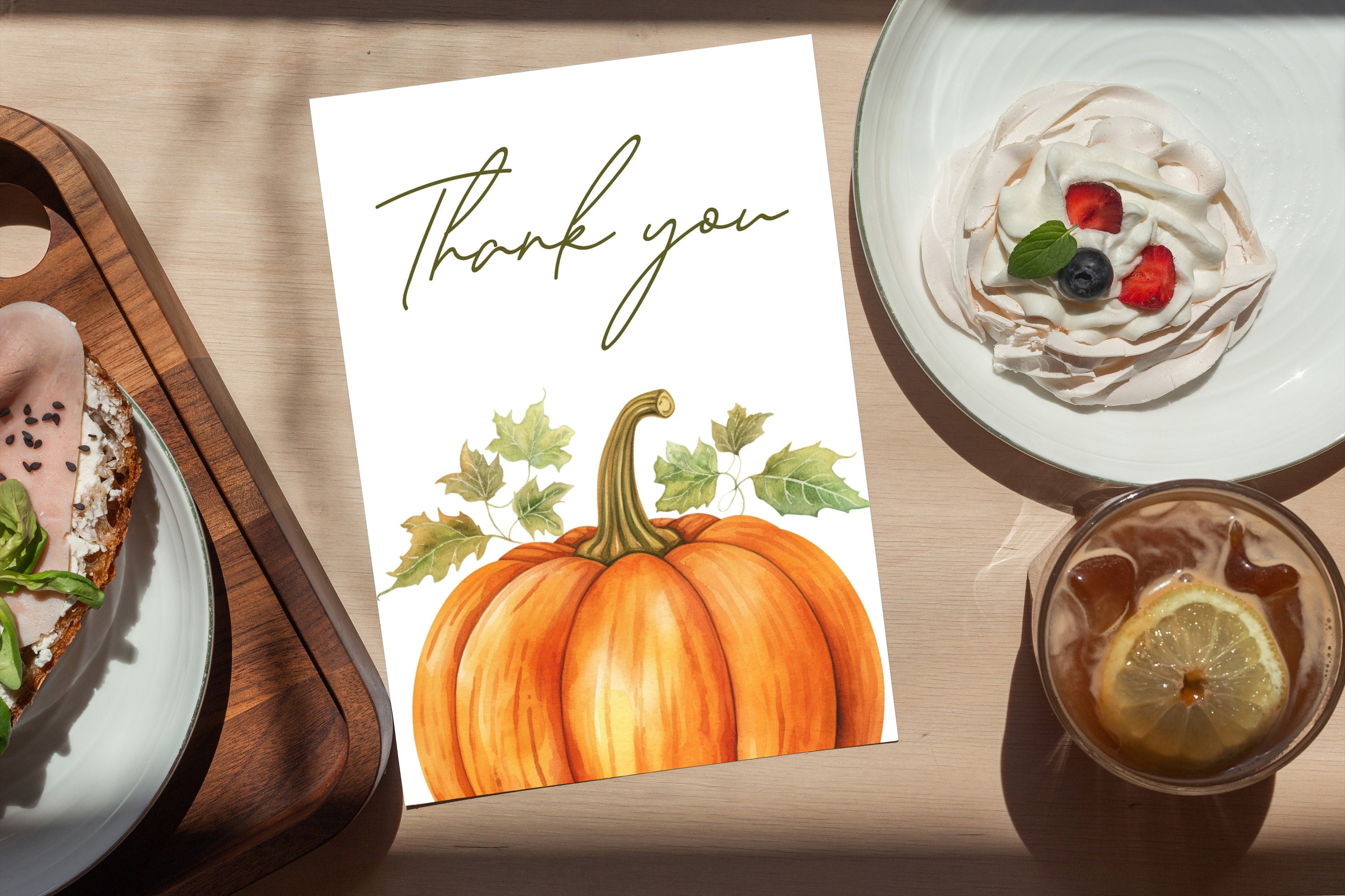 Printable Pumpkin Thank You Card, Happy Thanksgiving Gift ...
