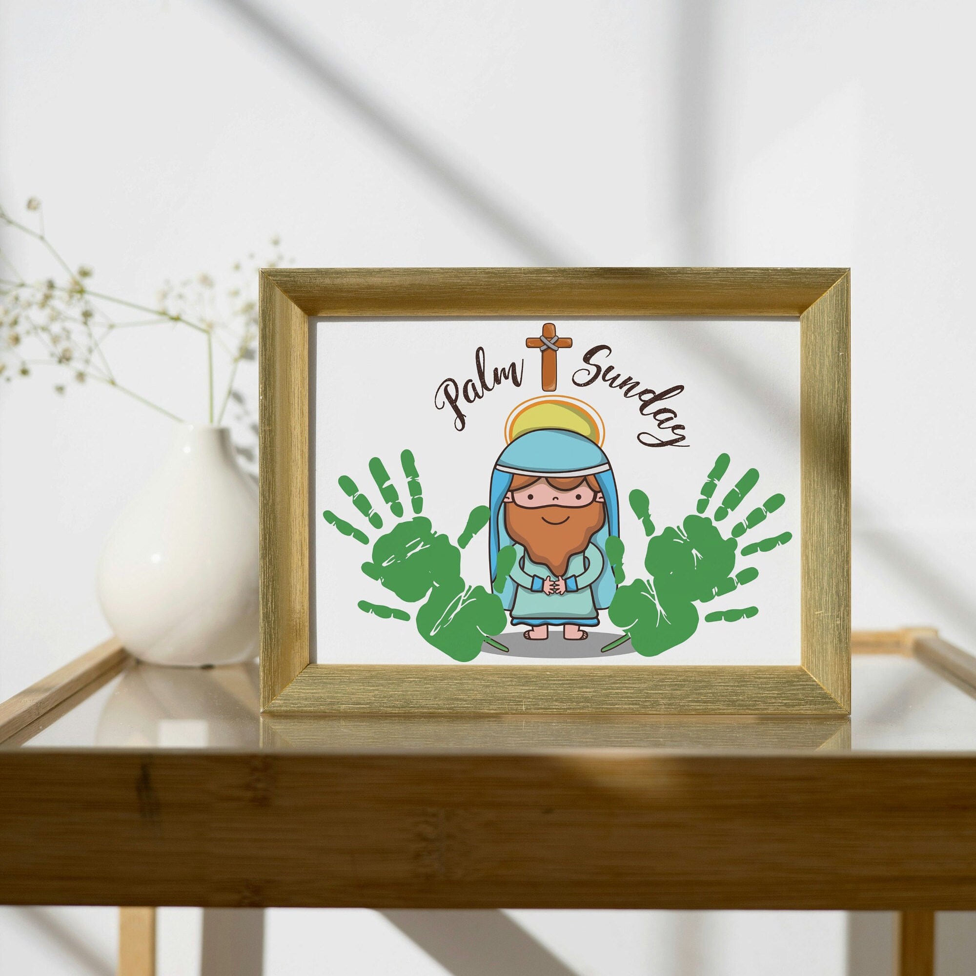 Palm Sunday Handprint Craft, Printable Palm Sunday Activity, Easter ...