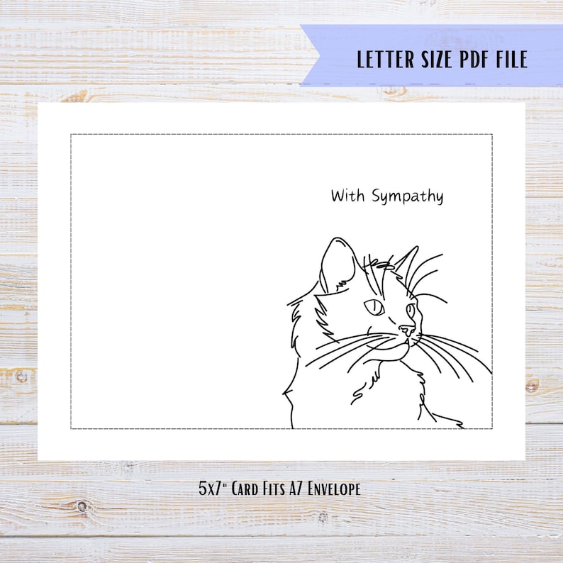 Printable Cat Sympathy Card, Cat Loss Card, Sorry for Your Loss, Pet ...