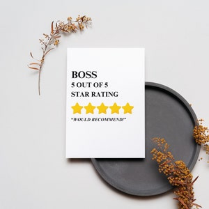 Happy Boss's Day Card, Printable Boss's Birthday Card, 5 Star Boss ...