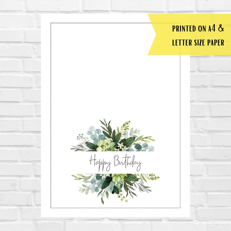 Flowers Printable Birthday Card, Watercolor Floral Birthday Card ...