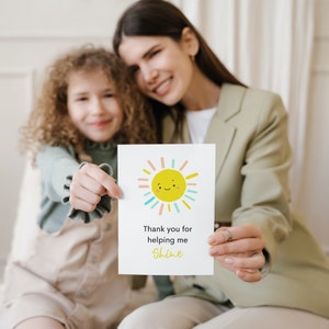 Teacher Appreciation Card, Printable Thank You Teacher Card, Sunshine ...