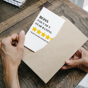 Happy Boss's Day Card, Printable Boss's Birthday Card, 5 Star Boss ...