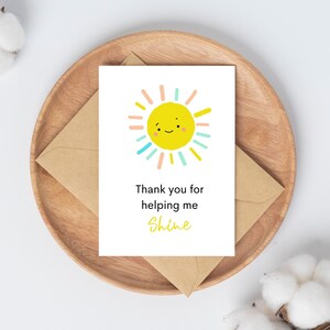 Teacher Appreciation Card, Printable Thank You Teacher Card, Sunshine ...