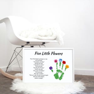Five Little Flowers Handprint Art, Preschool Spring Activity, 5 Little ...