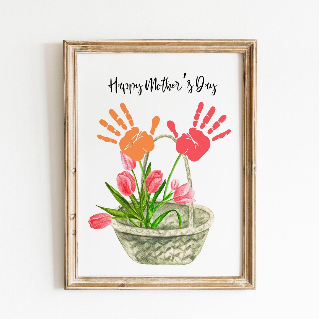Mother's Day Handprint Flowers, Printable Craft for Kids, Handprint ...