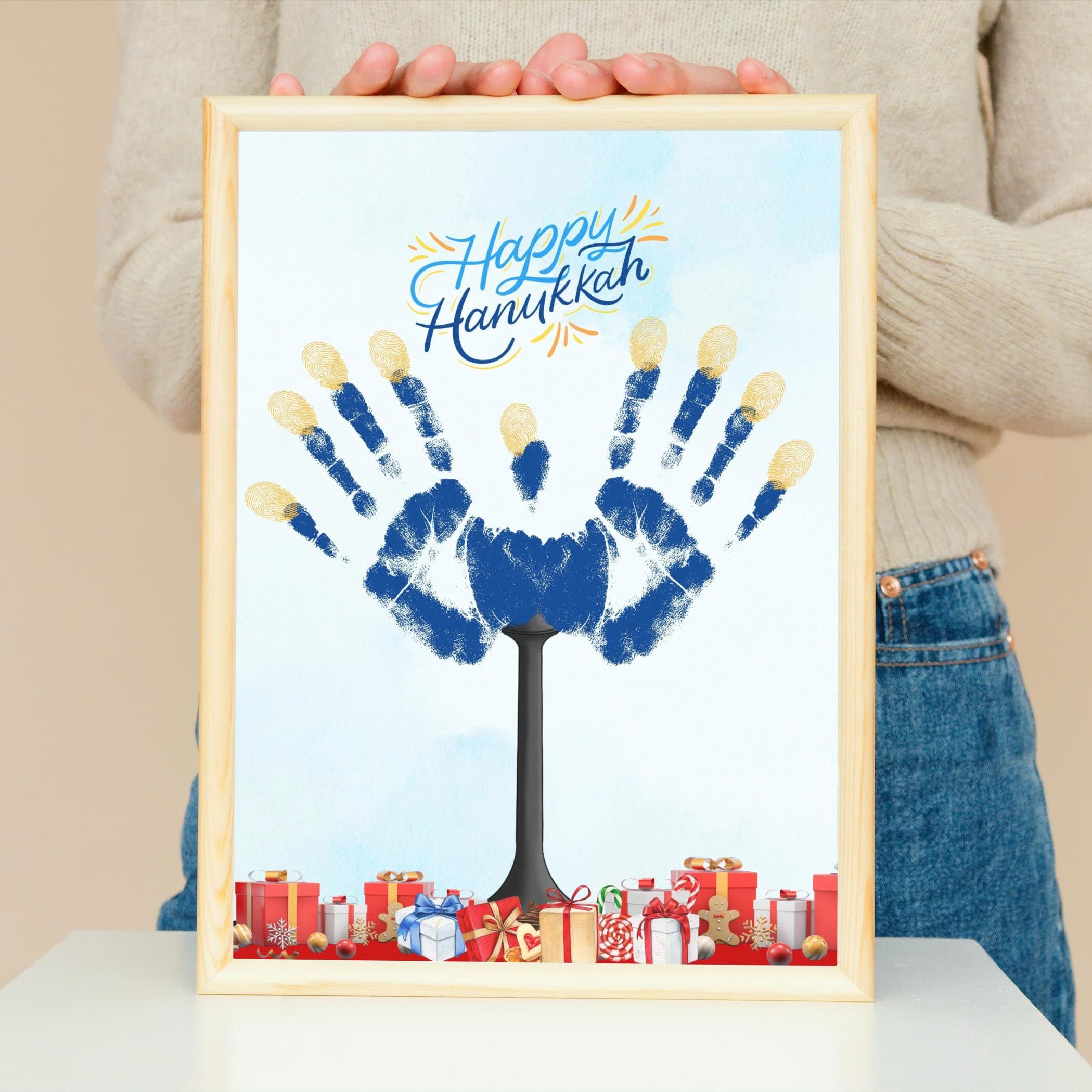 Hanukkah Candlestick Handprint Art, Jewish Kids Holiday Craft ...