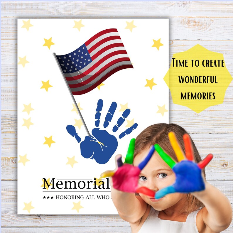 Printable Memorial Day Craft, Patriotic Handprint Activity, Kids ...