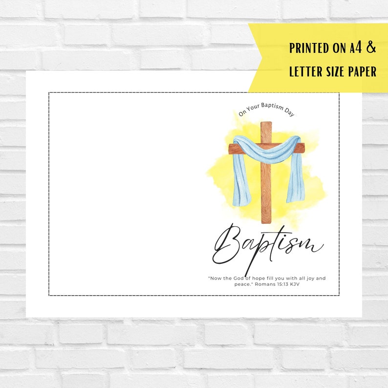 Printable Baptism Card Boy or Girl, on Your Baptism Day, Christian KJV ...