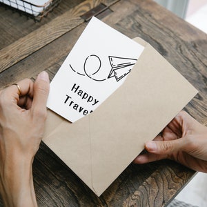 Printable Happy Travels Card, Paper Plane Card, Going Travelling, Gap ...