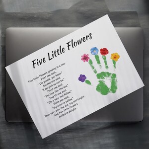 Five Little Flowers Handprint Art, Preschool Spring Activity, 5 Little ...