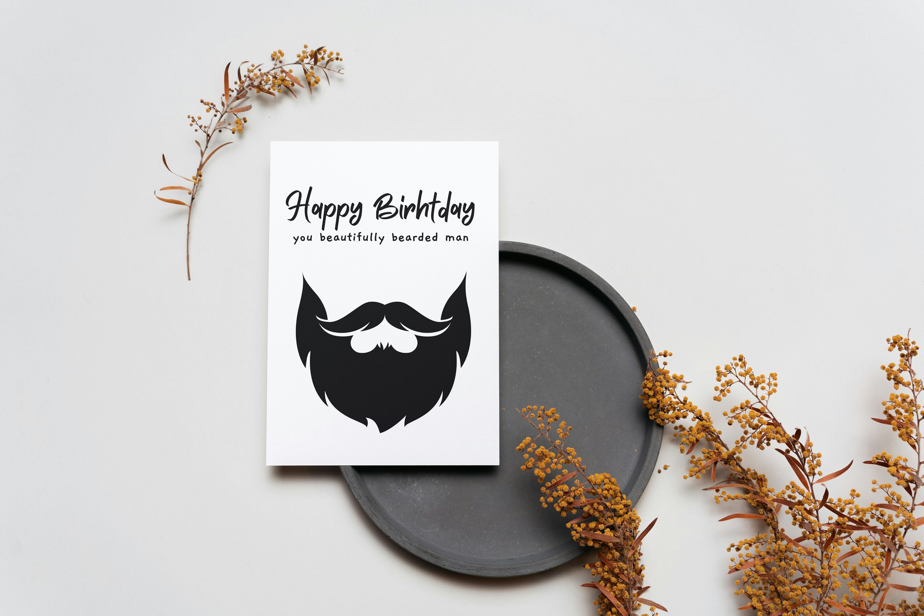 Printable Birthday Card for Bearded Mans Happy Birthday Card - Etsy